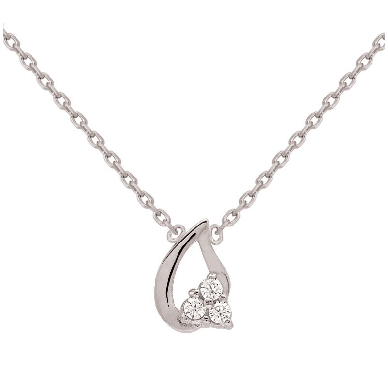 COLLIER 42 CM ARGENT 925 GOUTTE 3 CZ - RM France