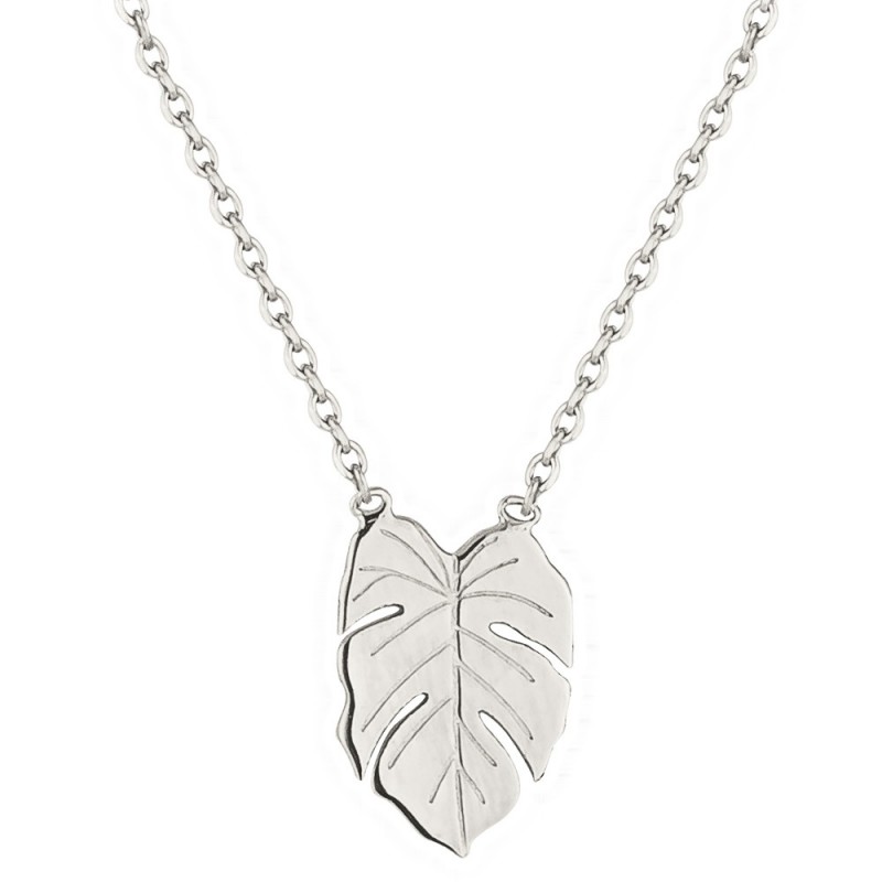 COLLIER 42CM ARGENT 925 FEUILLE MONSTERA - RM France